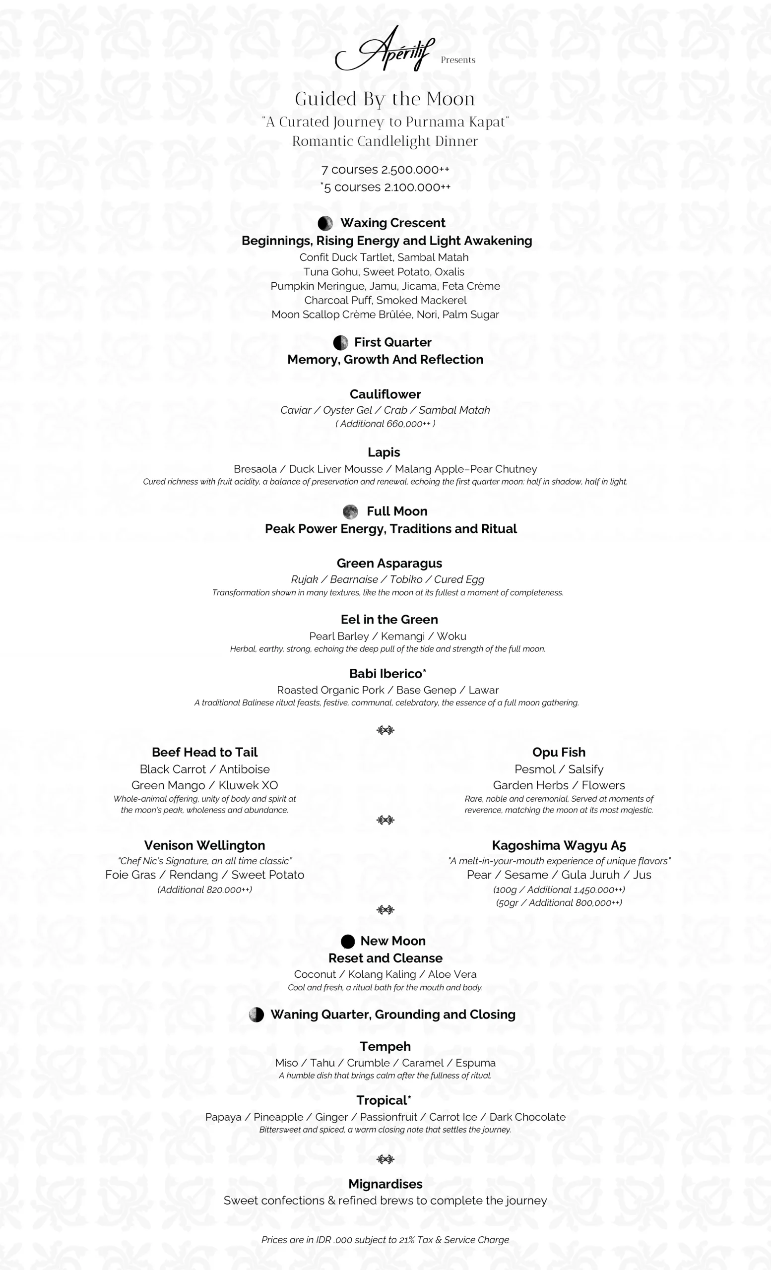 Degustation Ubud | Our Fine Dining Menus | Apéritif Restaurant